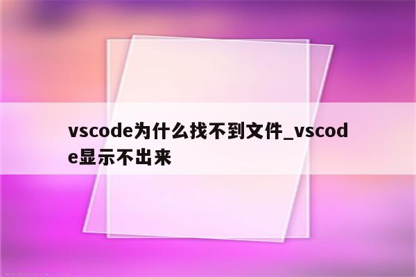 Vscode为什么找不到文件vscode显示不出来 陕西卓智工作室